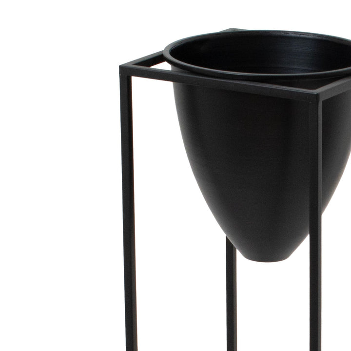 Large Matt Black Bullet Planter On Black Frame - Reposing