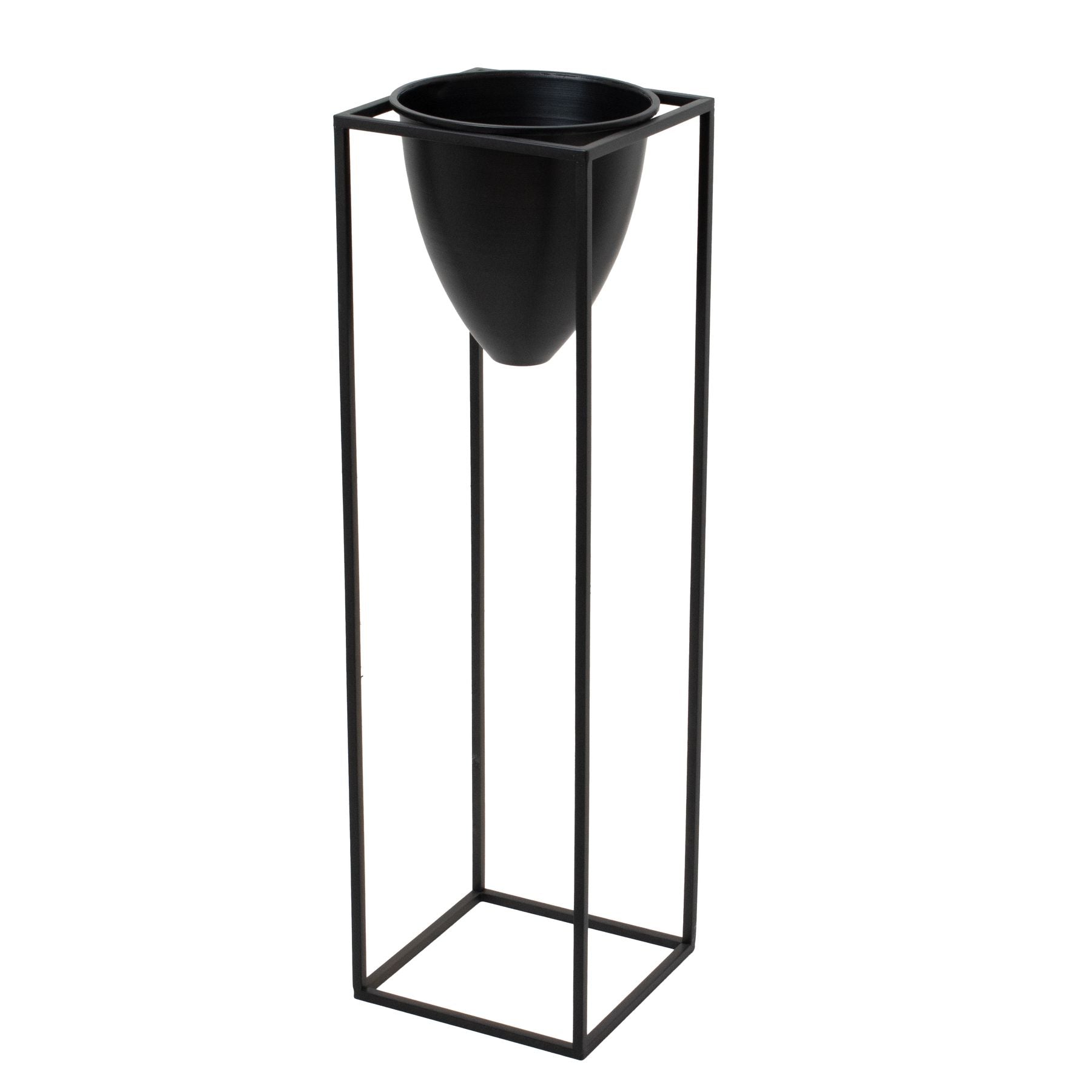 Large Matt Black Bullet Planter On Black Frame - Reposing